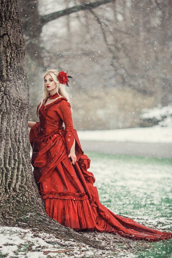 Red Mina Gothic Victorian Gown from Dracula – Romantic Threads